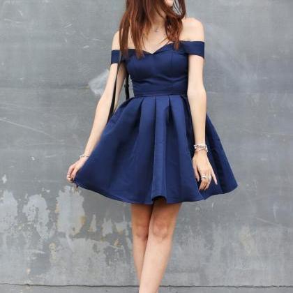A-line Off-the-shoulder Satin Short Homecoming Dress With Pleats on Luulla