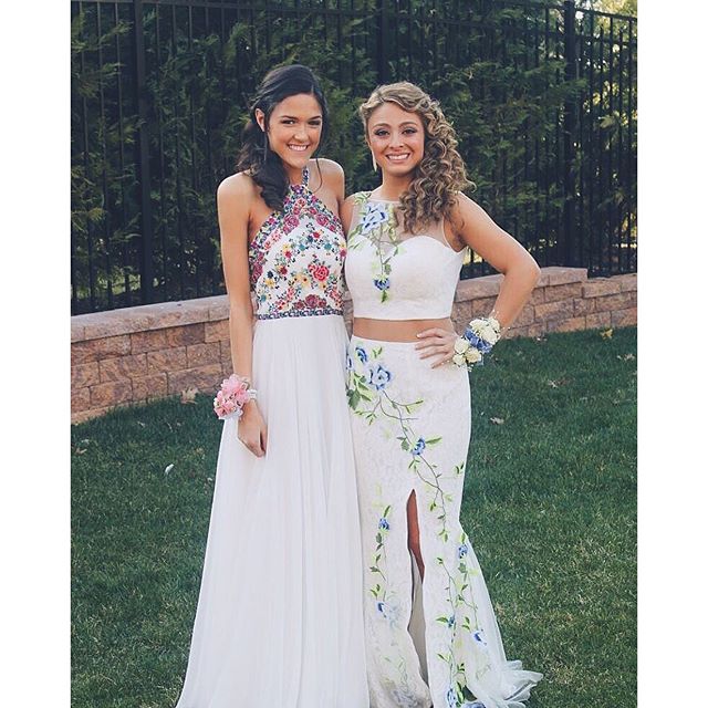 Glamorous A-line Halter Floor-length Prom Dress With Embroidery on Luulla